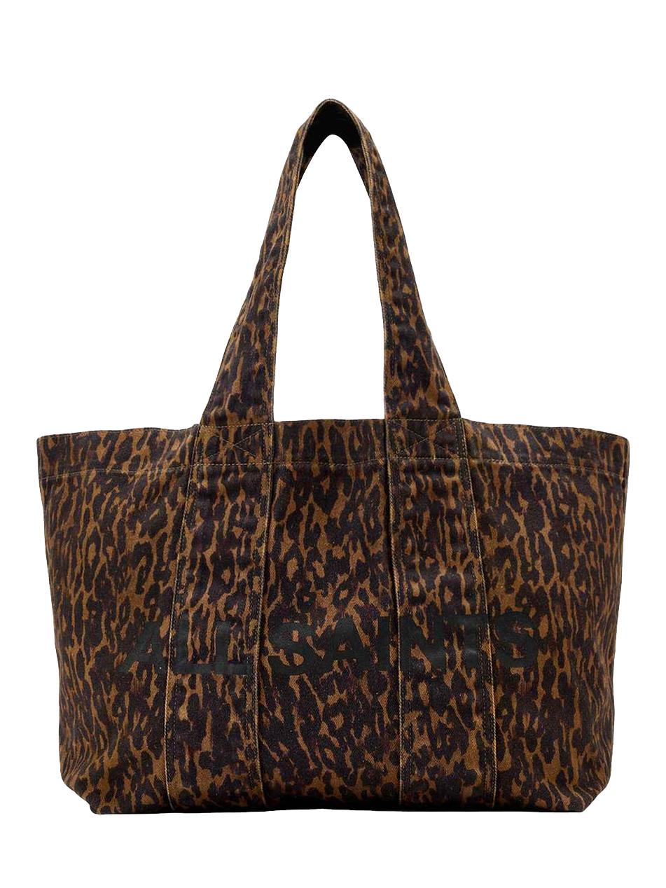 ALLSAINTS Izzy Leopard Print Denim Tote
